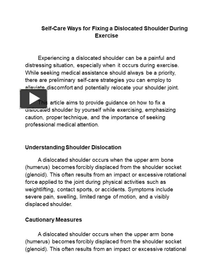 PPT – Self-Care Ways for Fixing a Dislocated Shoulder During Exercise ...