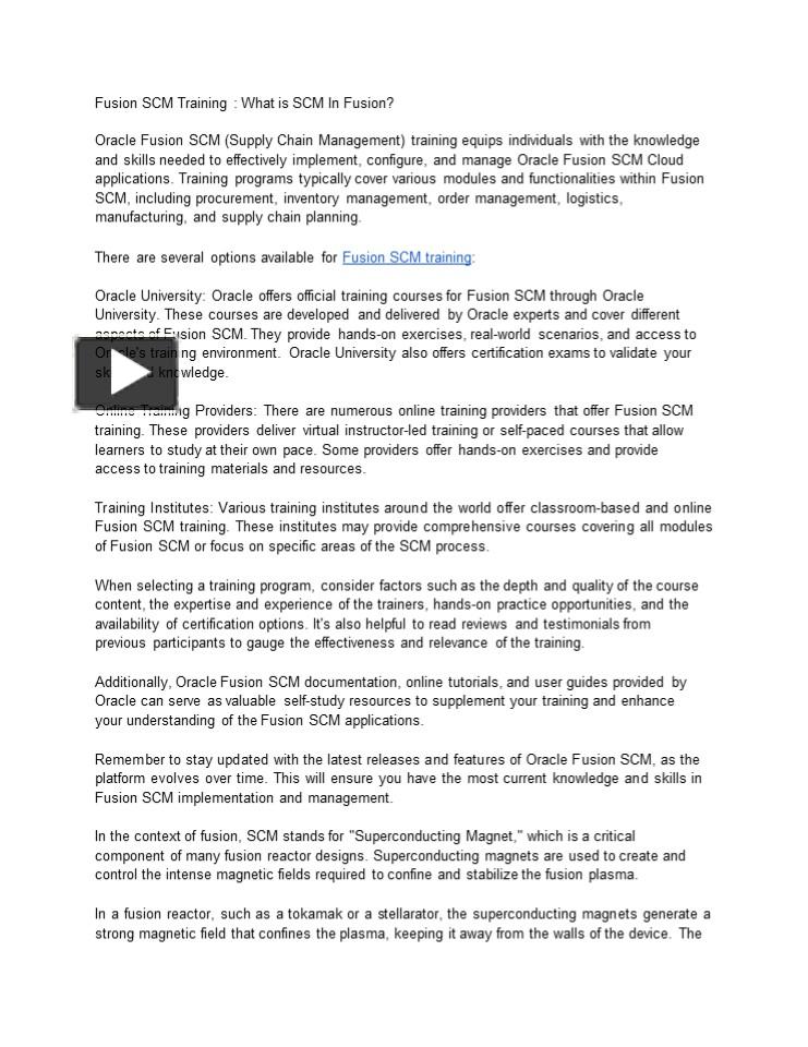 Fusion SCM Training : What is SCM In Fusion? presentation | free to ...
