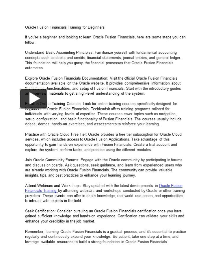 Oracle Fusion Financials Training for Beginners presentation | free to ...