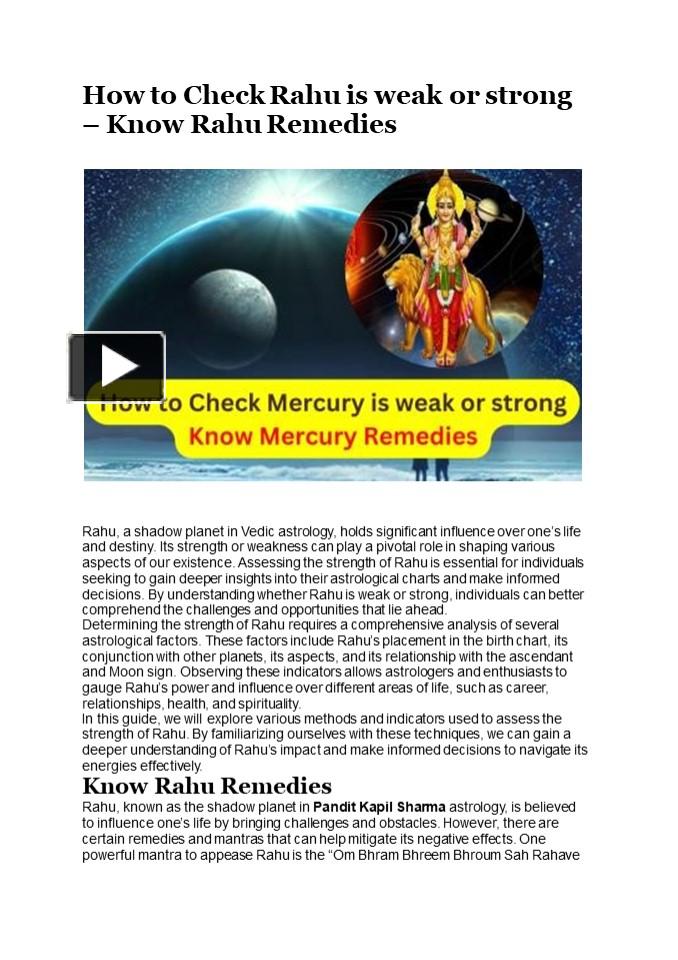How to Check Rahu is weak or strong - Know Rahu Remedies presentation ...