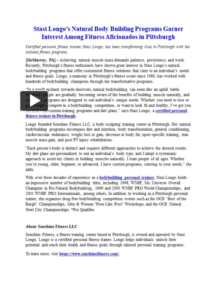 Stasi Longo’s Natural Body Building Programs Garner Interest Among ...