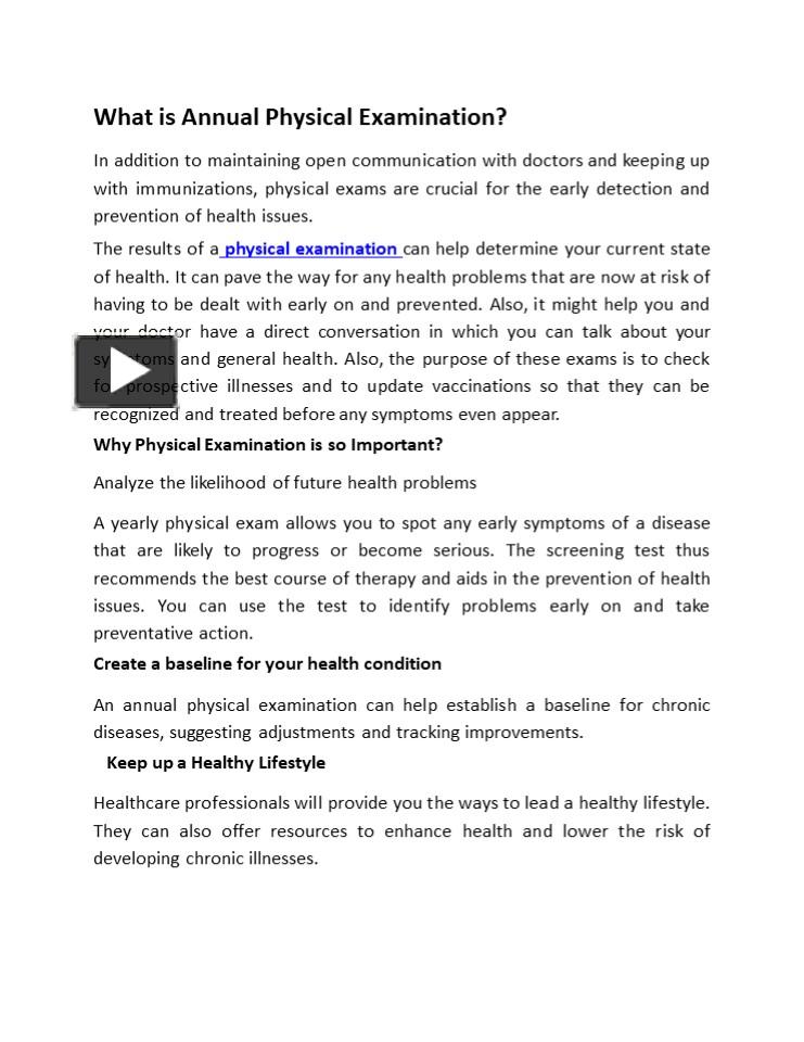 What is Annual Physical Examination? presentation | free to download