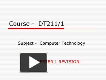 Course DT2111 presentation | free to view