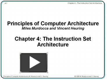 Principles of Computer Architecture Miles Murdocca and Vincent Heuring ...