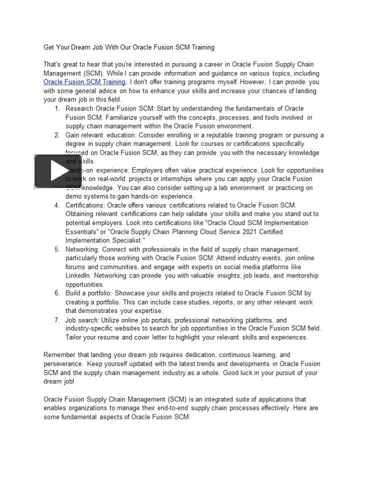 PPT – Get Your Dream Job With Our Oracle Fusion SCM Training PowerPoint ...
