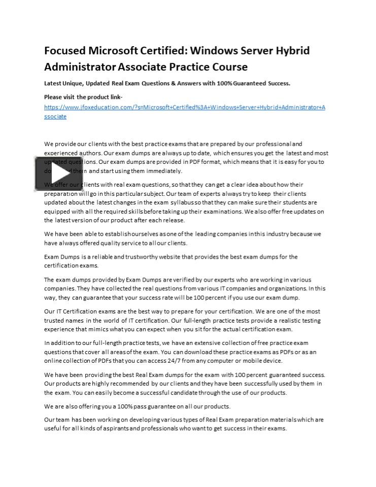 PPT – Focused Microsoft Certified: Windows Server Hybrid Administrator ...