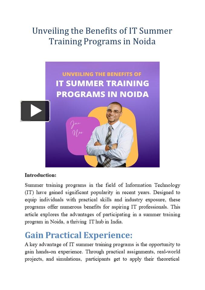 PPT – Unveiling the Benefits of IT Summer Training Programs in Noida ...