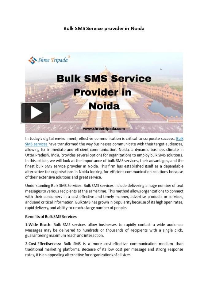 Bulk SMS Service provider in Noida presentation | free to download