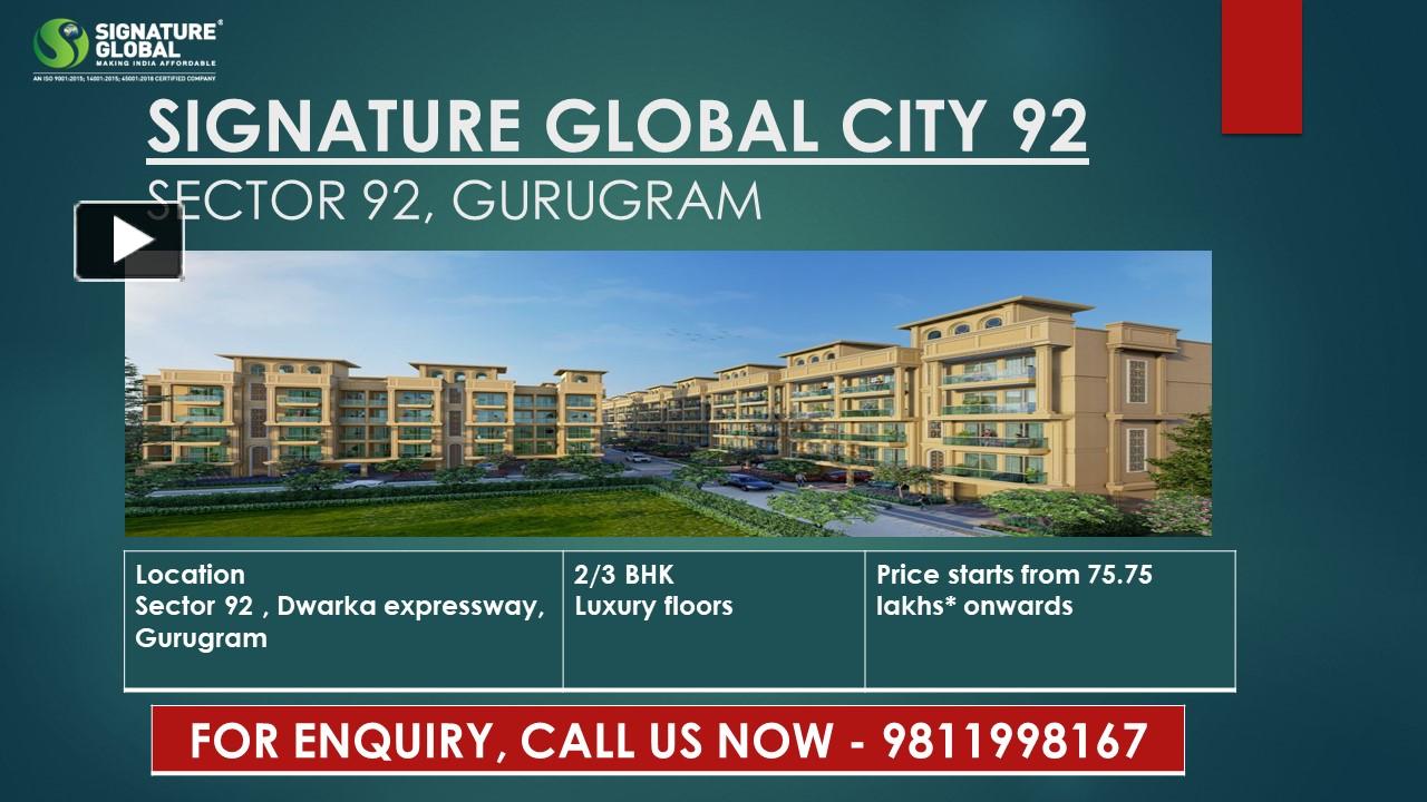 Signature global city 92, gurugram presentation | free to download