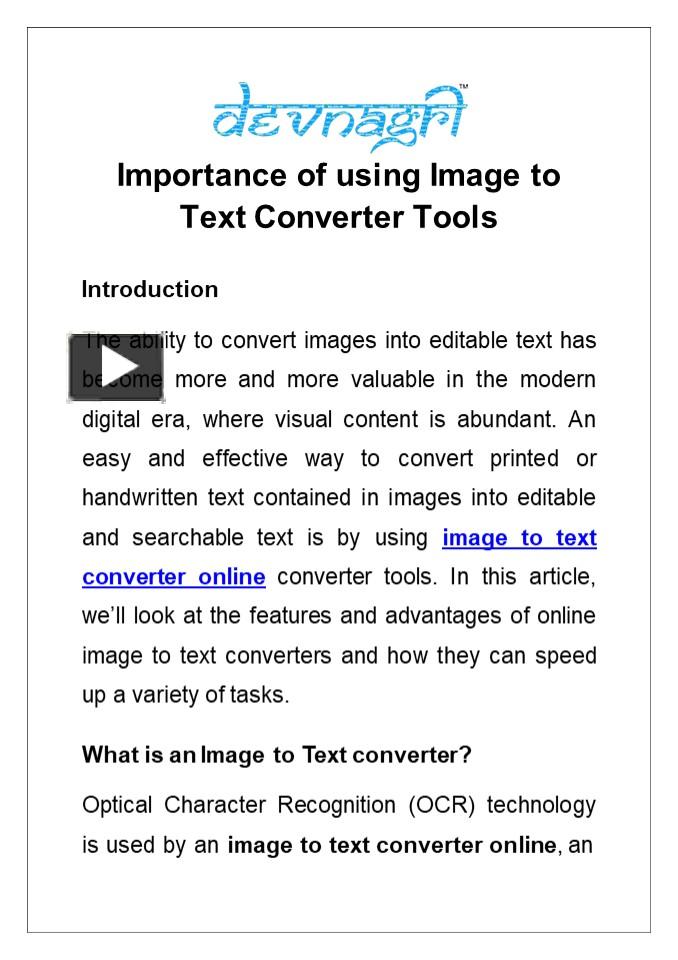 PPT – Importance of using Image to Text Converter Tools PowerPoint ...