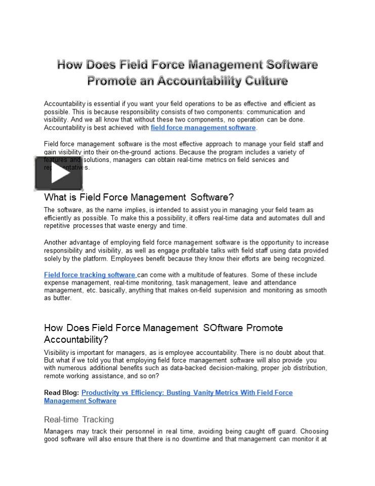 PPT – How Does Field Force Management Software Promote an ...