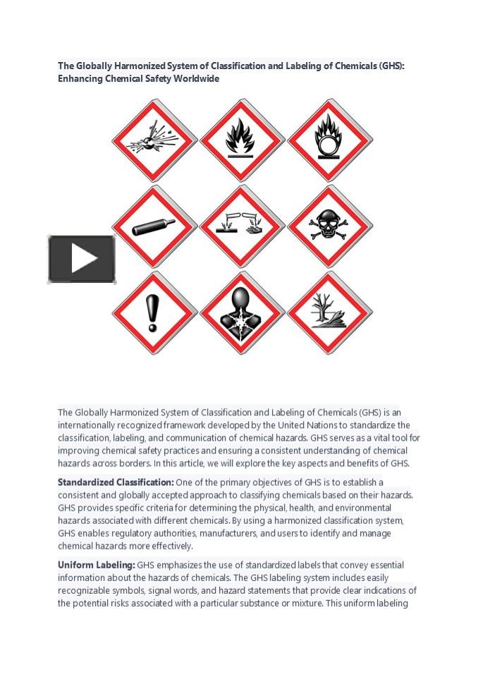 The Globally Harmonized System of Classification and Labeling of ...