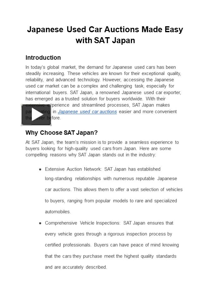 PPT – Japanese Used Car Auctions Made Easy with SAT Japan PowerPoint ...