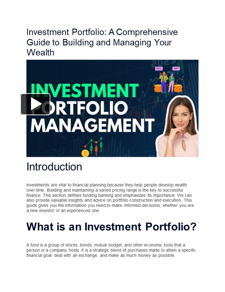 PPT – Investment Portfolio: A Comprehensive Guide to Building and ...