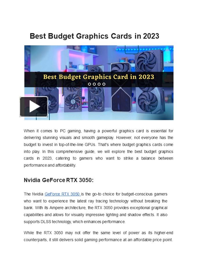 PPT – Best Budget Gaming Graphics Cards in 2023 PowerPoint presentation ...