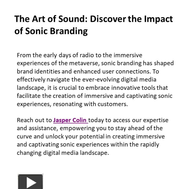PPT – The Art of Sound: Discover the Impact of Sonic Branding ...