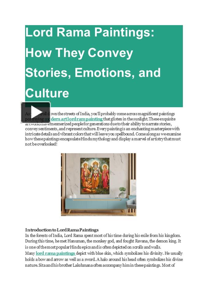 PPT – Lord Rama Paintings: How They Convey Stories, Emotions, and ...