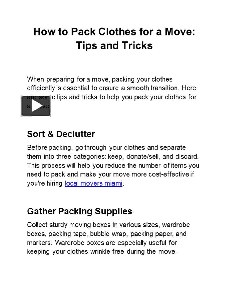 How to Pack Clothes for a Move: Tips and Tricks presentation | free to ...
