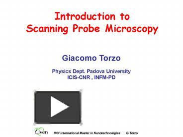 Introduction to Scanning Probe Microscopy presentation | free to view