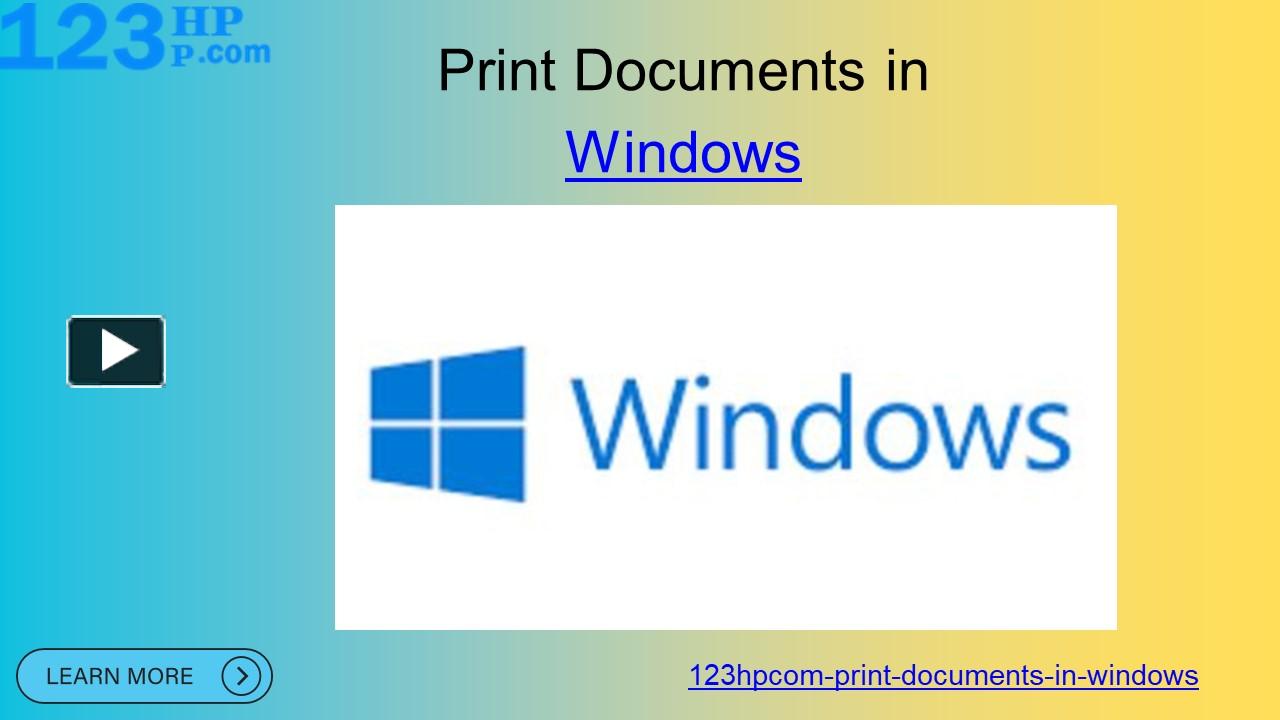 PPT – Print Document in Window PowerPoint presentation | free to ...