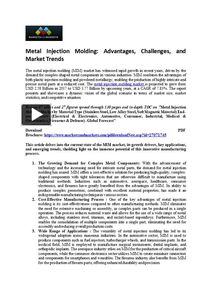 MIM Market: Research & Expert Analysis presentation | free to download