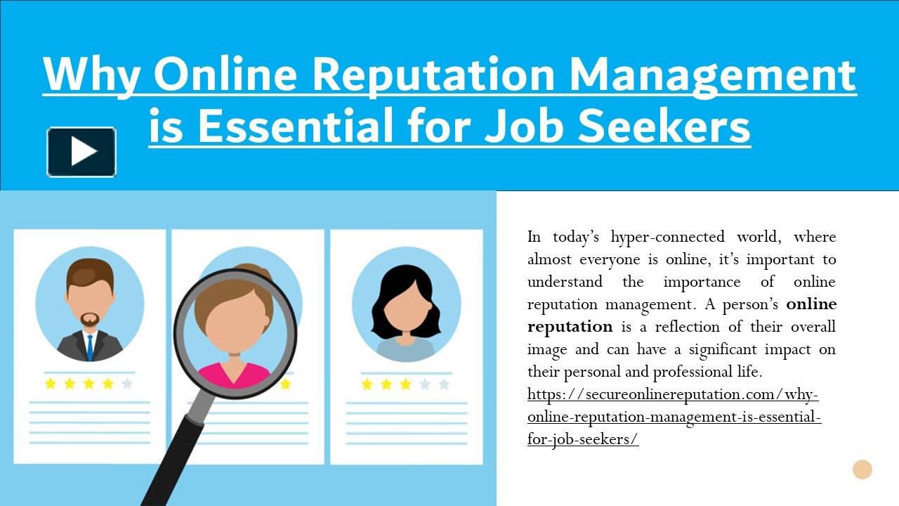PPT – Online Reputation Repair: Rebuilding Your Image for Job Seekers ...