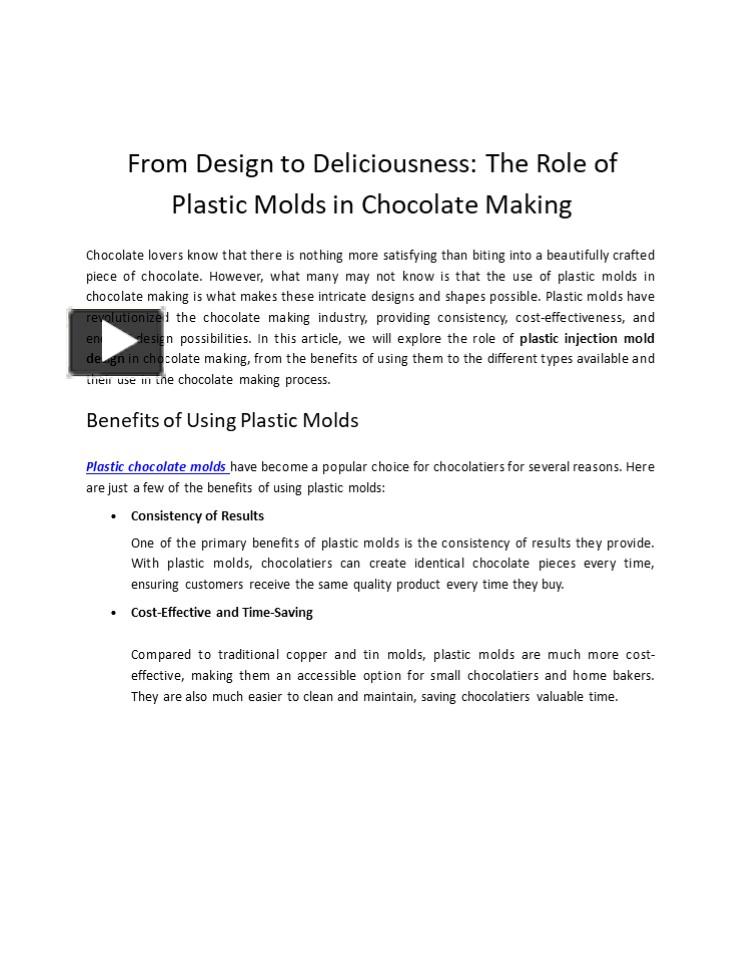 From Design to Deliciousness: The Role of Plastic Molds in Chocolate ...
