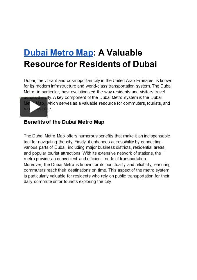 Dubai Metro Map: A Valuable Resource for Residents of Dubai ...