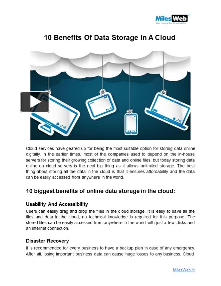 PPT – 10 Benefits Of Data Storage In A Cloud PowerPoint presentation ...