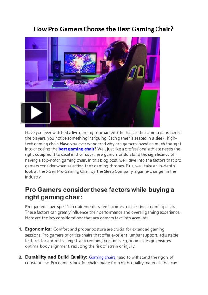 How Pro Gamers Choose the Best Gaming Chair? presentation | free to ...