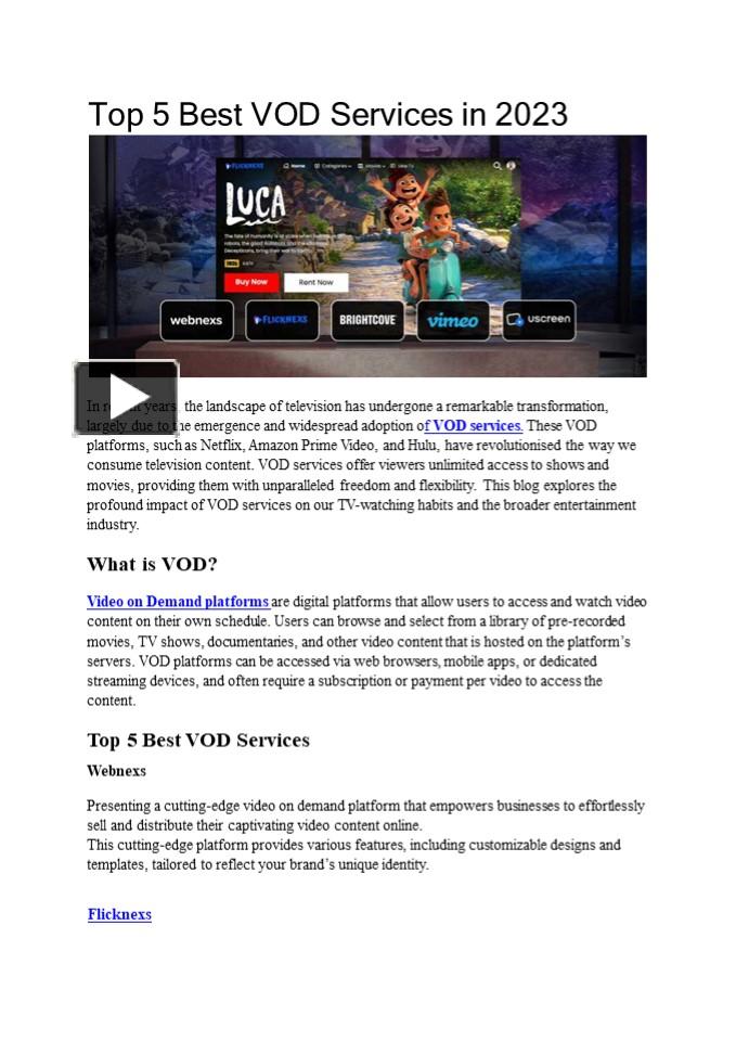 PPT – Top 5 Best VOD Services in 2023 PowerPoint presentation | free to ...