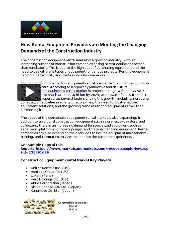 PPT – Key Players & Strategies: Construction Equipment Rental ...