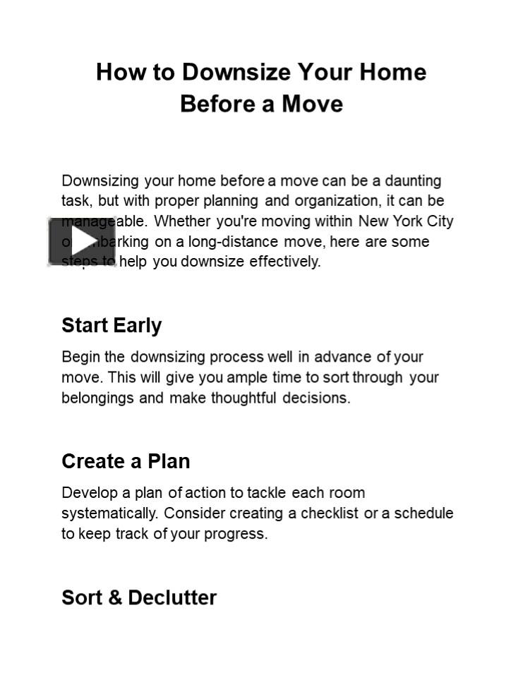 How to Downsize Your Home Before a Move presentation | free to download