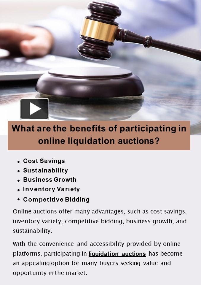 PPT – What are the benefits of participating in online liquidation ...