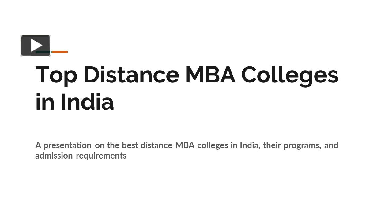 Top Distance MBA colleges in India presentation | free to download