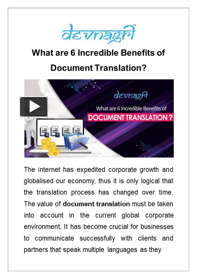PPT – What are 6 Incredible Benefits of Document Translation ...