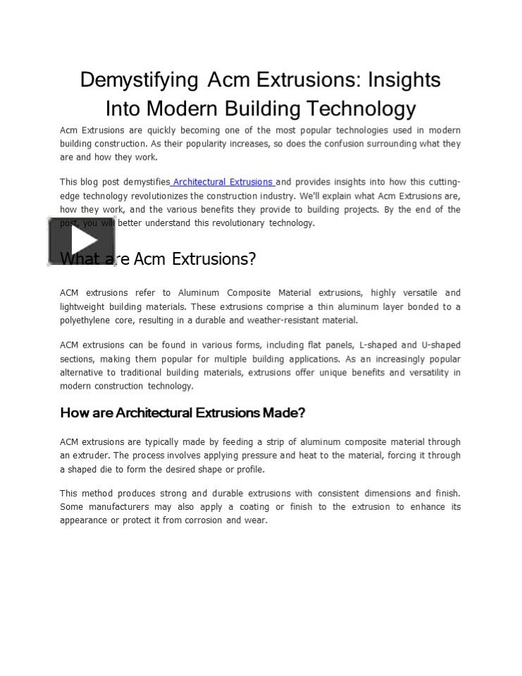 PPT – Demystifying Acm Extrusions Insights Into Modern Building ...