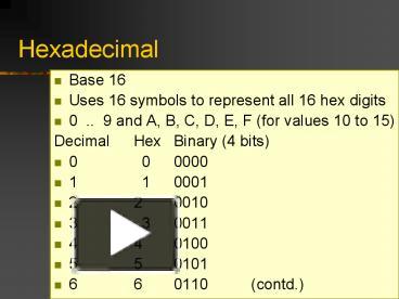 Hexadecimal presentation | free to view