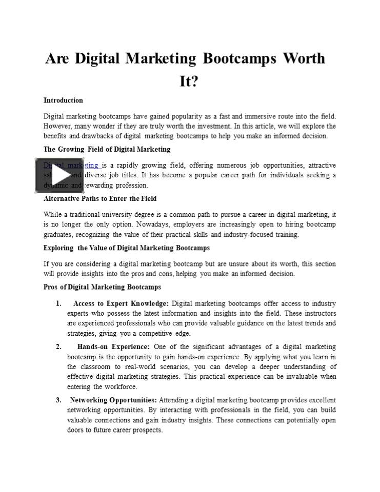 PPT – Digital Marketing Bootcamps PowerPoint presentation | free to ...