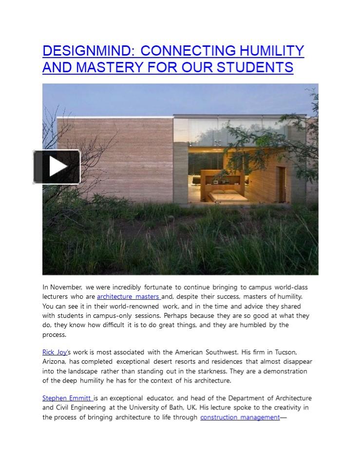 PPT – DESIGNMIND: CONNECTING HUMILITY AND MASTERY FOR OUR STUDENTS ...