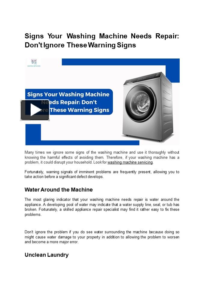 Signs Your Washing Machine Needs Repair: Don't Ignore These Warning ...