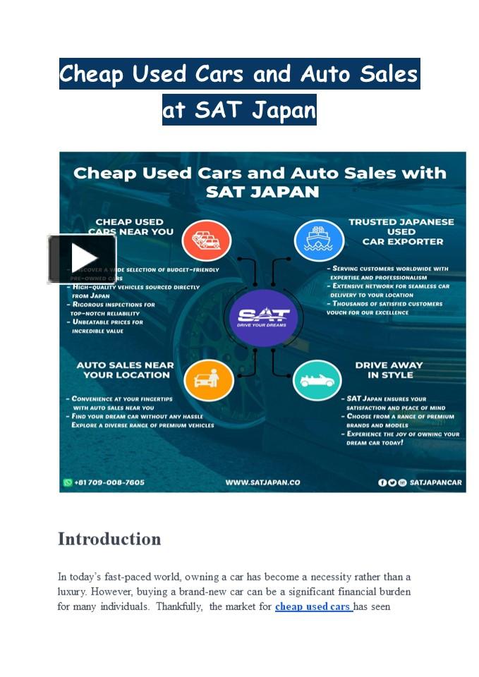 PPT – Cheap Used Cars and Auto Sales at SAT Japan PowerPoint ...