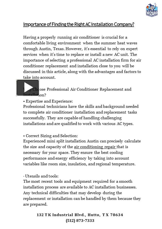 Importance of Finding the Right AC Installation Company? presentation ...