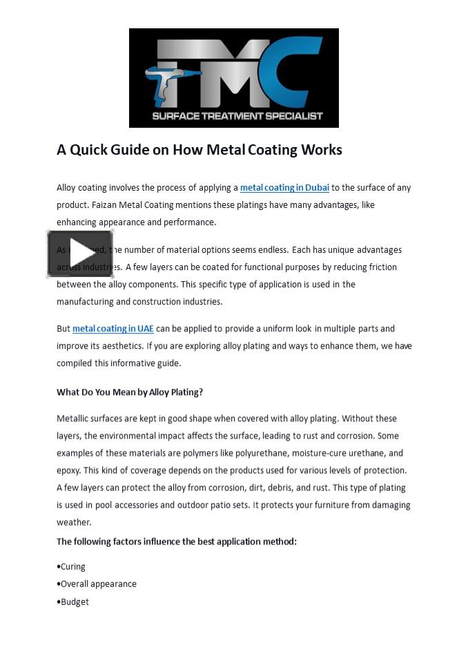 A Quick Guide on How Metal Coating Works presentation | free to download