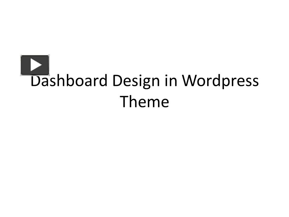 Dashboard Design in WordPress Theme presentation | free to download