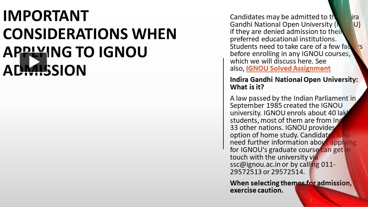 Important Considerations When Applying to IGNOU presentation | free to ...