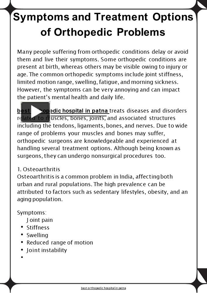Symptoms and Treatment Options of Orthopedic Problems presentation ...