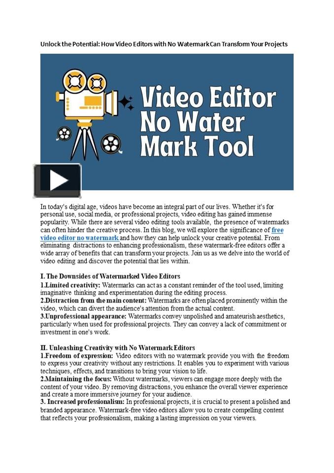 PPT – "Revolutionize Your Video Editing with Simplified's No Watermark ...