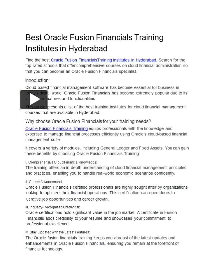 PPT – Best Oracle Fusion Financials Training Institutes in Hyderabad ...