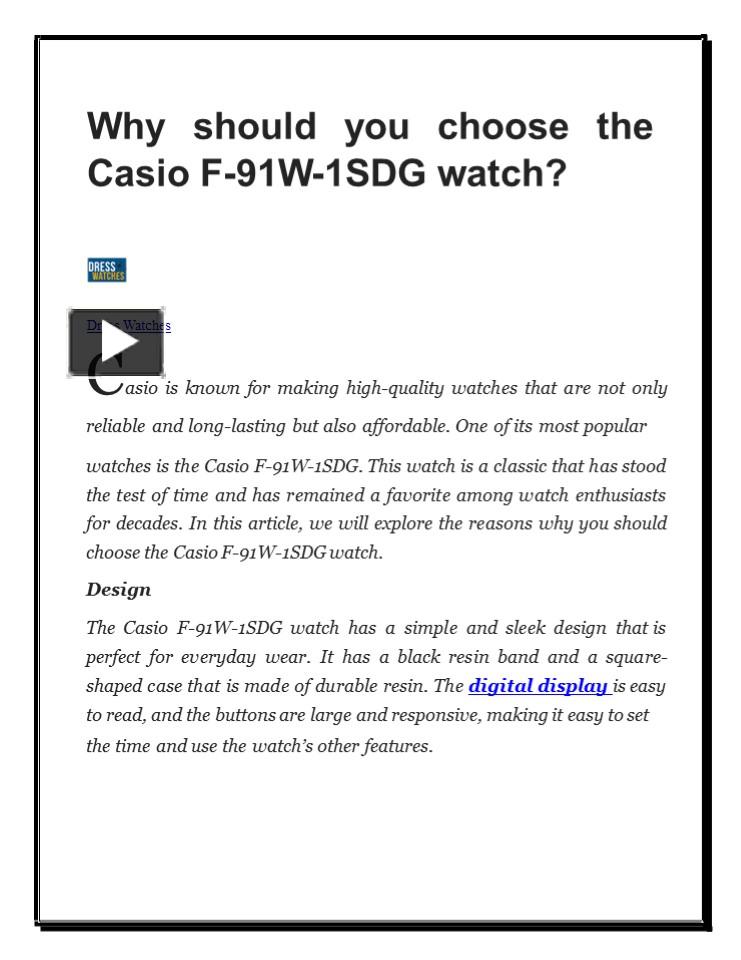 PPT – Why should you choose the Casio F-91W-1SDG watch? PowerPoint ...